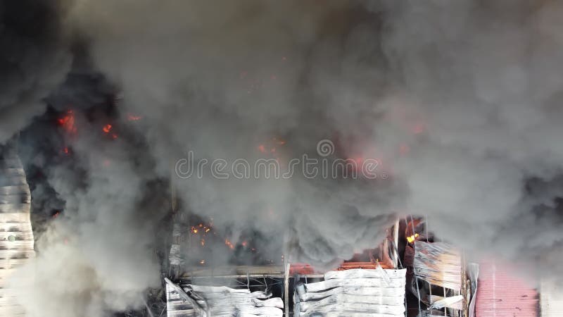Aerial View Massive Factory Fire Burn Stock Video - Video of heat ...