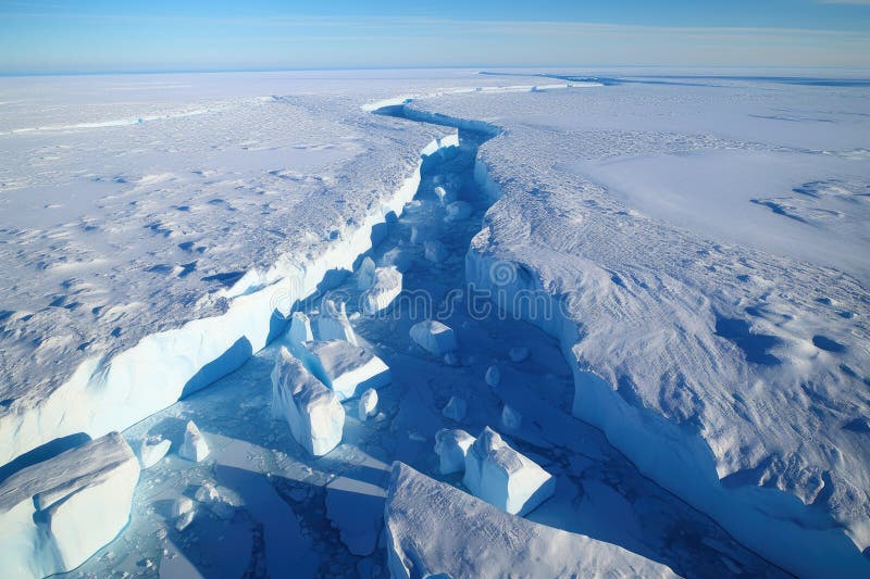 Aerial View of Massive Ice Sheet Breaking Off Glacier Stock ...