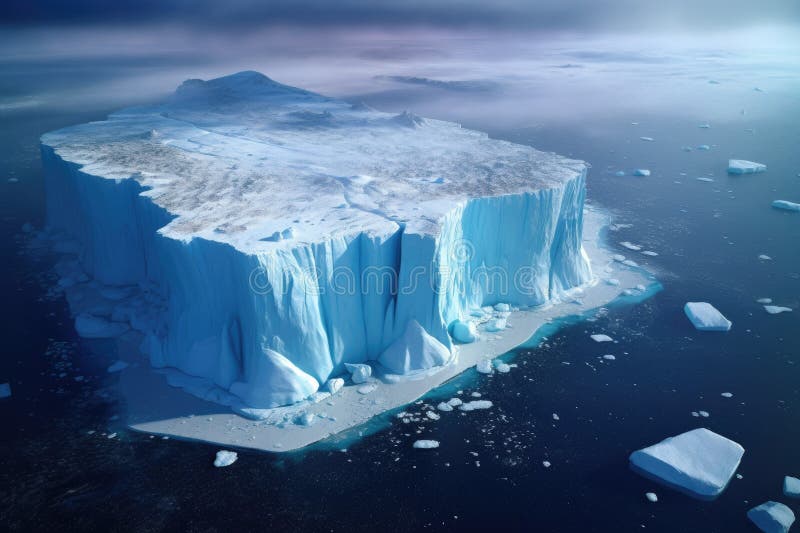 Aerial View of a Massive Iceberg Calving from Glacier Stock ...