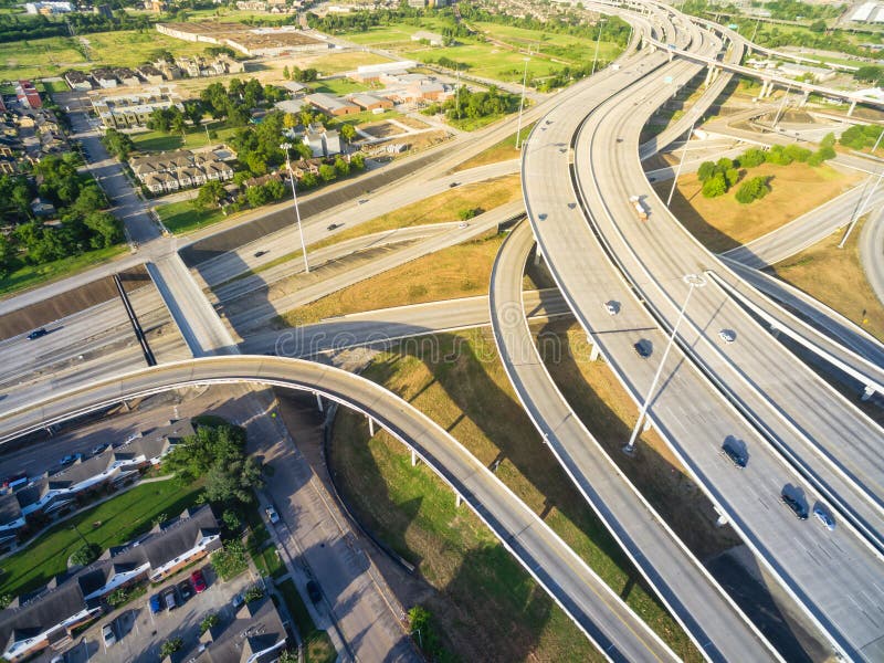 Top View Interstate I69 Expressway Intersection in Greater Houston ...