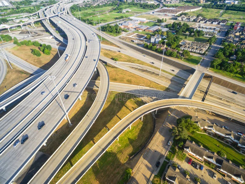 Top View Interstate I69 Expressway Intersection in Greater Houston ...