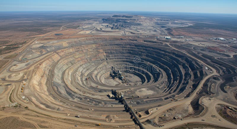Aerial View of a Massive Open-Pit Mine Stock Illustration ...
