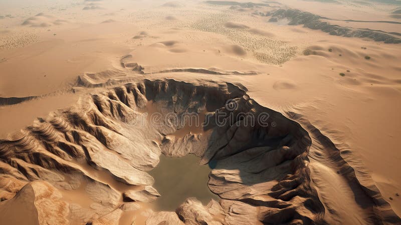 Aerial View of a Massive Sand Deep Pit in the Desert Created by ...