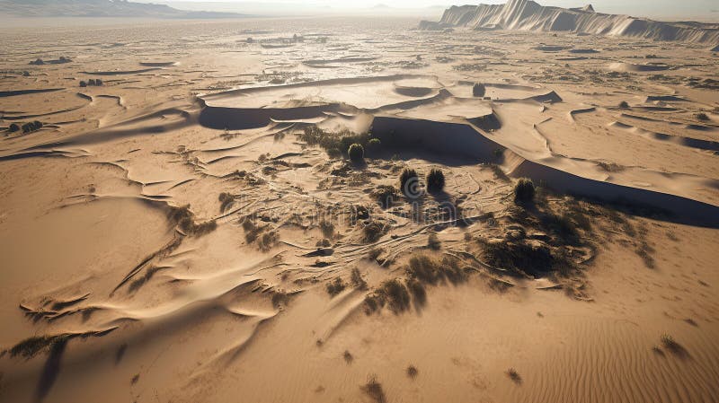 Aerial View of a Massive Sand Deep Pit in the Desert Created by ...