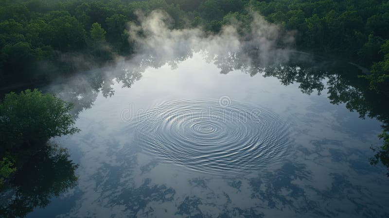 Aerial View of a Massive Whirlpool in a River Surrounded Stock Image ...