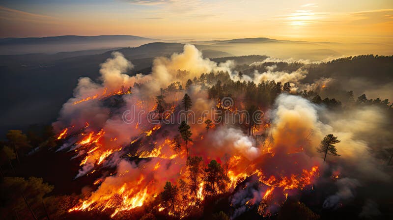 Aerial View of a Massive Wildfire, Concept of Natural Disaster Stock ...