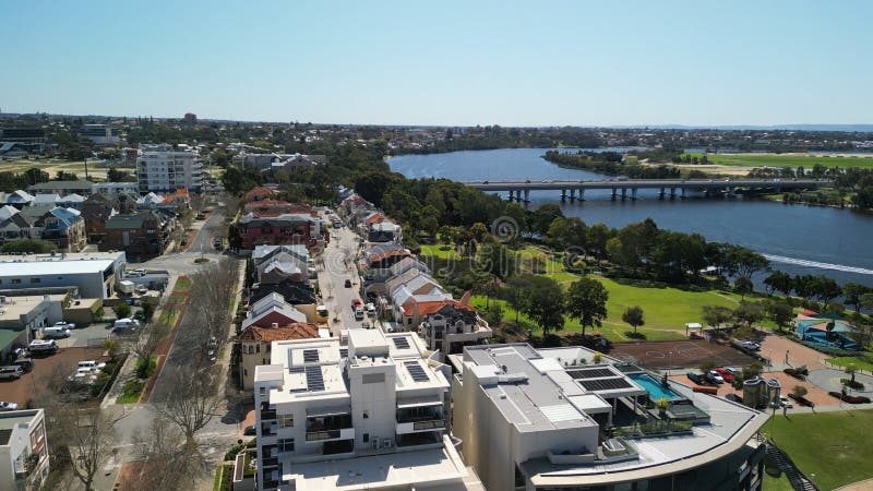 Aerial View of Matagarup Bridge and Swan River in Perth Stock Image ...