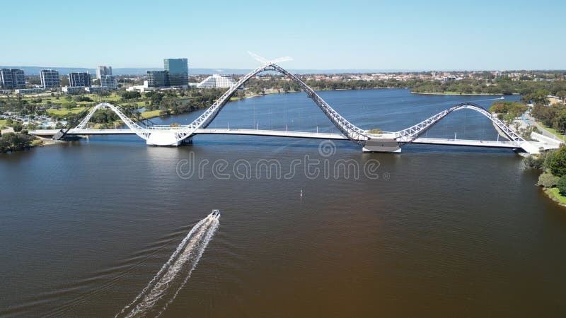 Aerial View of Matagarup Bridge and Swan River in Perth Stock Image ...