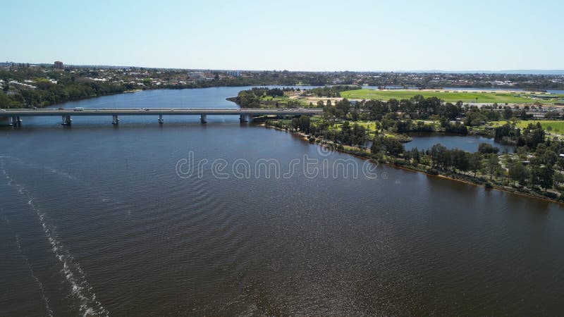Aerial View of Matagarup Bridge and Swan River in Perth Stock Image ...