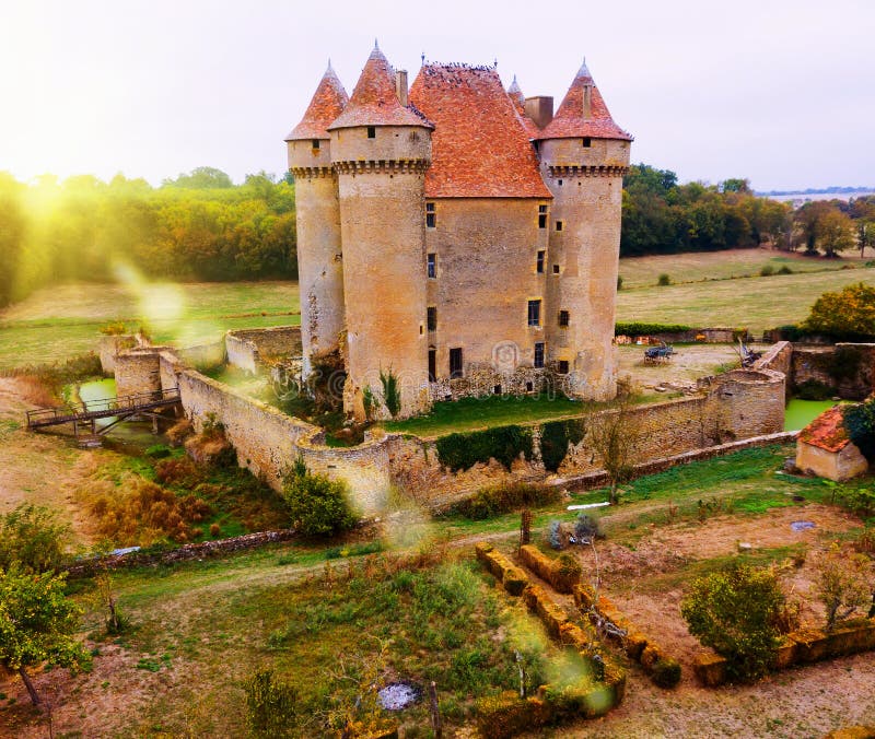 Aerial View of Medieval Chateau Sarzay Stock Photo - Image of ancient ... Aerial View of Medieval Chateau Sarzay Stock Photo - Image of ancient ...