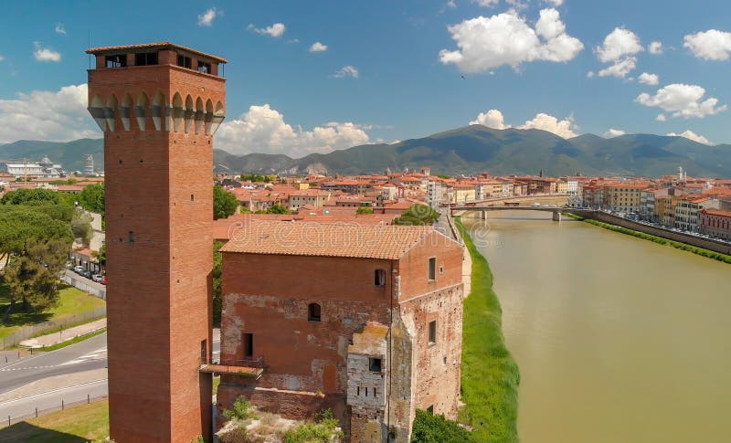 Aerial View of Medieval Citadel in Pisa, Tuscany Editorial Photography ...
