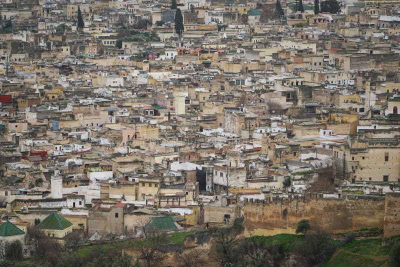 Aerial View of Medina of Fez,Morroco Stock Image - Image of house ...