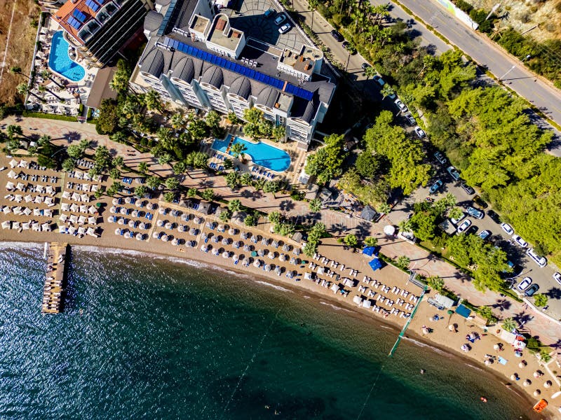 Aerial View of a Mediterranean Beach on Turkish Riviera Stock Image ...