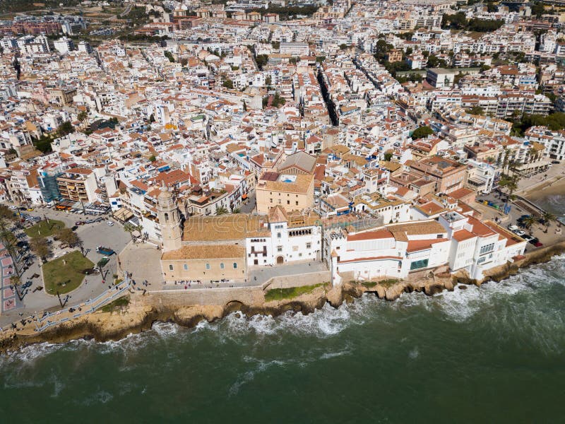 Aerial View of Mediterranean Resort Town Sitges, Spain Stock Image ...