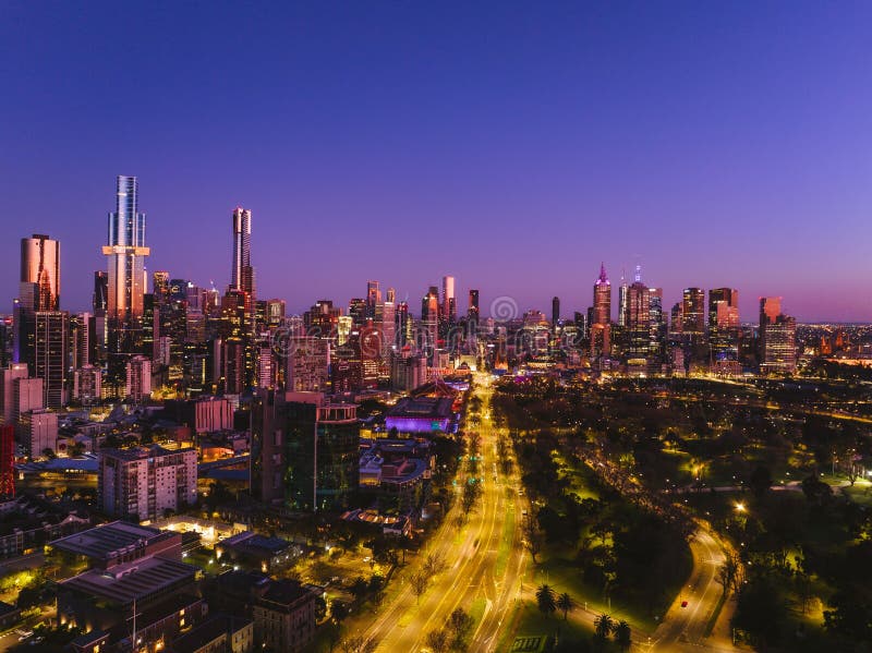 Aerial View of Melbourne Cityscape during Sunrise Stock Photo - Image ...