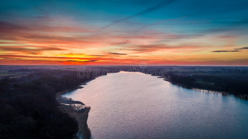 Aerial View of Melting Ice on Lake at Dusk Stock Photo - Image of ...