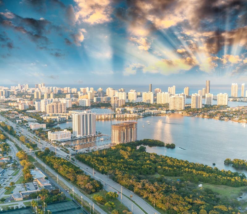 Aerial View of Miami Beach Buildings Stock Image - Image of panoramic ...
