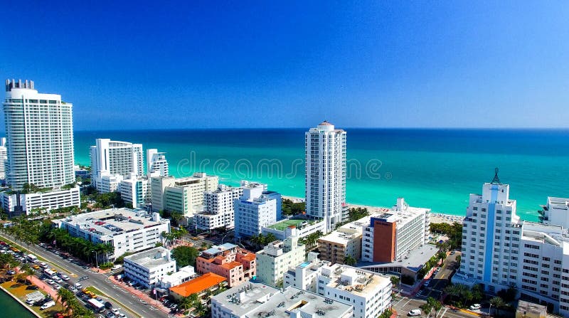Aerial View of Miami Beach, Florida Stock Photo - Image of vacation ...