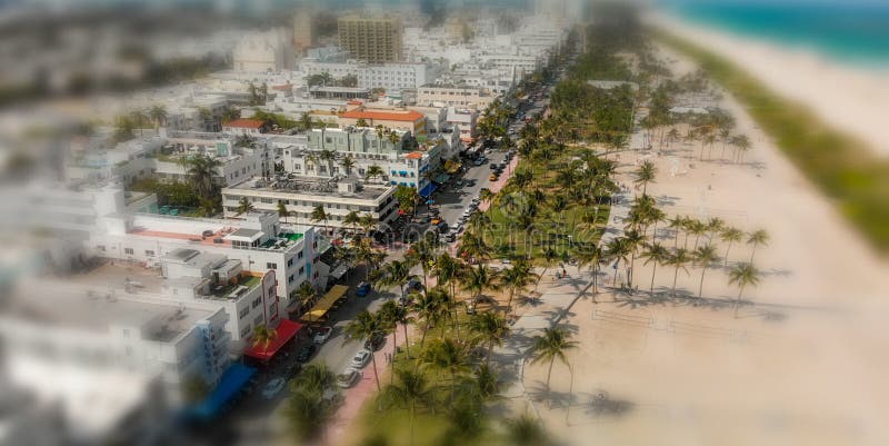 Aerial View of Miami Beach and Ocean Drive on a Beautiful Spring Day ...