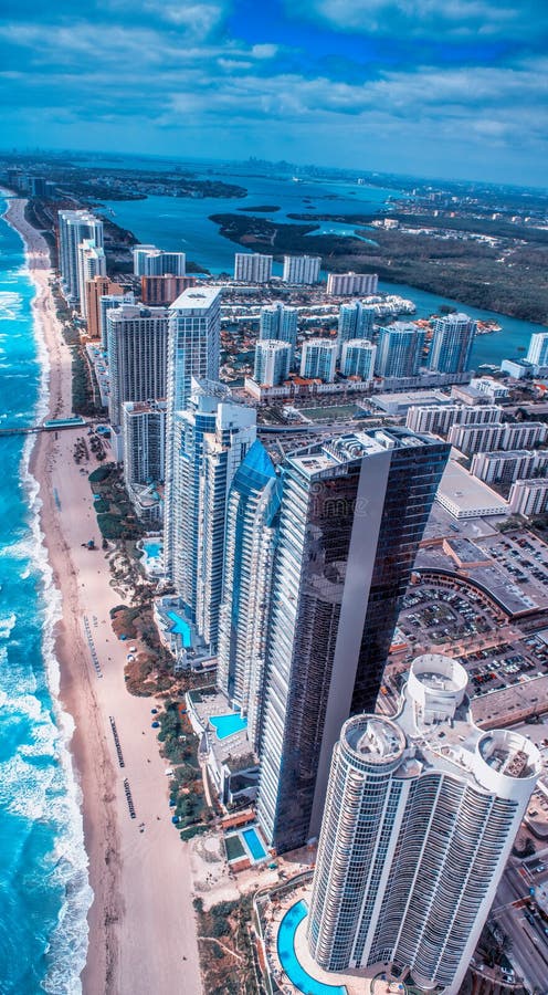 Aerial View of Miami Beach Skyscrapers, Florida Stock Image - Image of ...