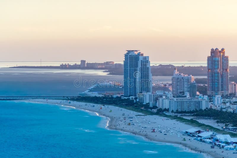 Aerial View of Miami Coastline, Florida Stock Image - Image of ...