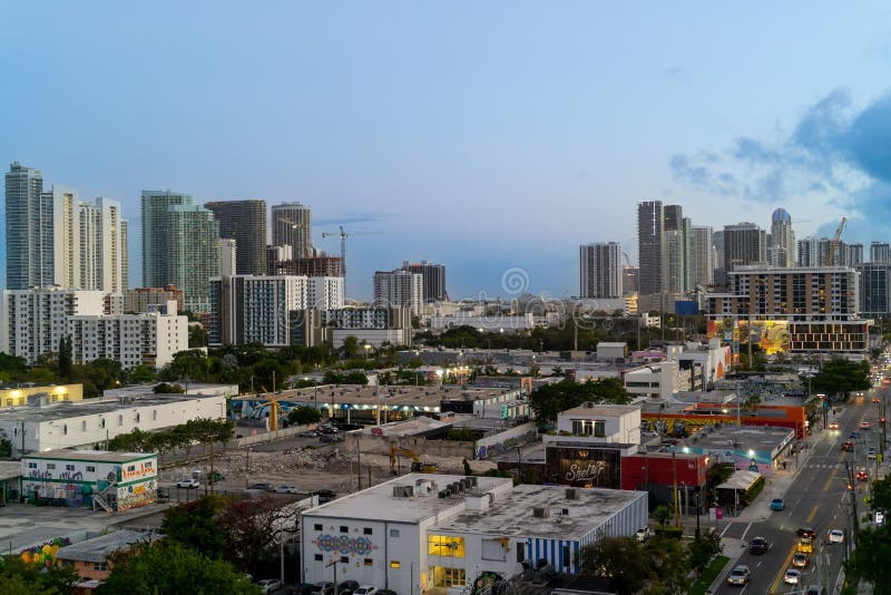 Aerial View of Miami in the Early Hours of the Evening Editorial Photo ...