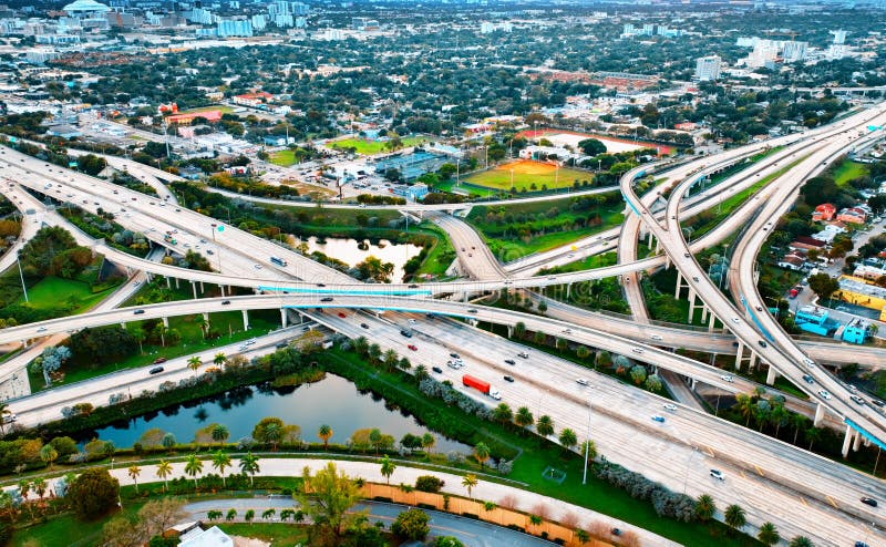 Aerial View of Miami Highway Intersection in the USA. this Image Showcases an Intersection of ...