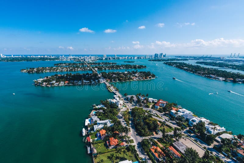 Aerial View of Miami Islands on a Sunny Day Stock Photo - Image of ...