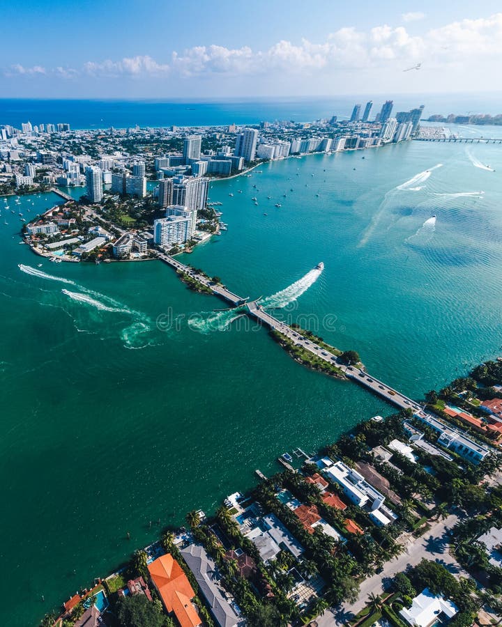 Aerial View of Miami Islands on a Sunny Day Stock Image - Image of ...