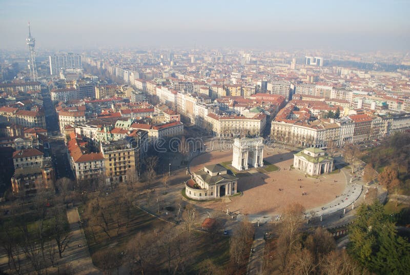Aerial view of Milan stock photo. Image of scene, blue - 19979900