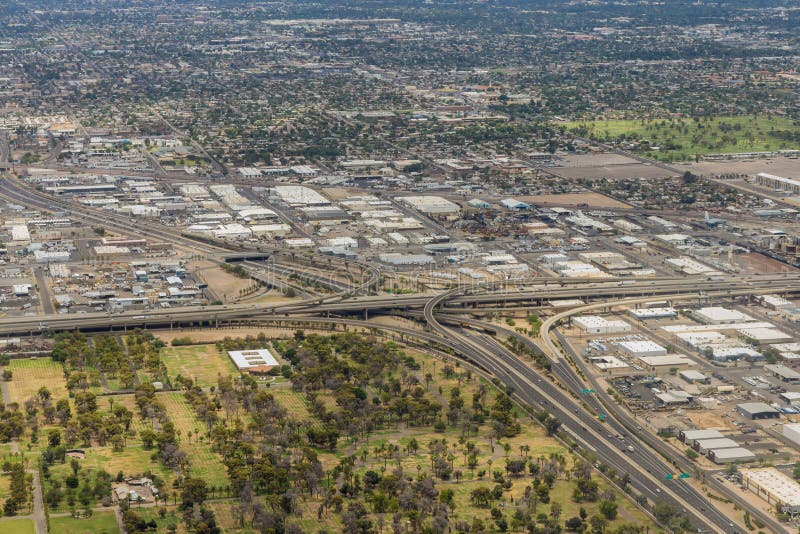 Aerial View of the Mini Stack Interchange in Phoenix, Arizona Stock ...