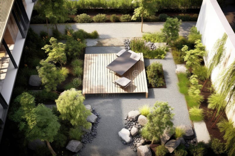 Aerial View of a Minimalist Zen Garden Design Stock Illustration ...