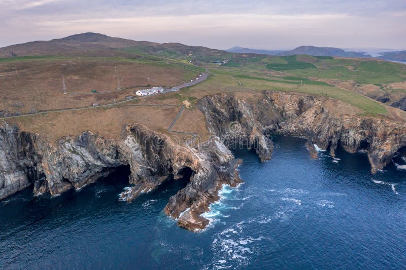 Aerial View with Mizen Head Lighthouse with Spectaculars Cliffs in West ...