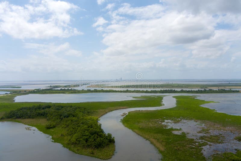 Aerial View of the Mobile Bay Delta Stock Photo - Image of baldwin ...