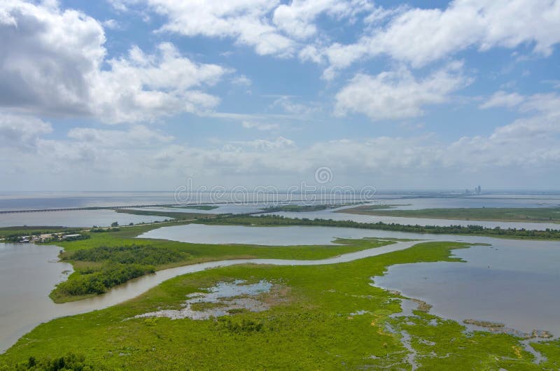 Aerial View of the Mobile Bay Delta Stock Image - Image of coast ...