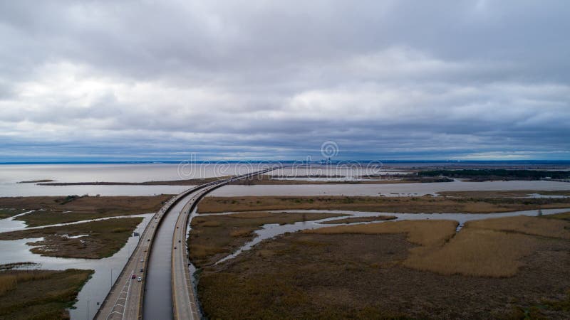Aerial View of Mobile Bay on an Overcast Day Stock Image - Image of ...