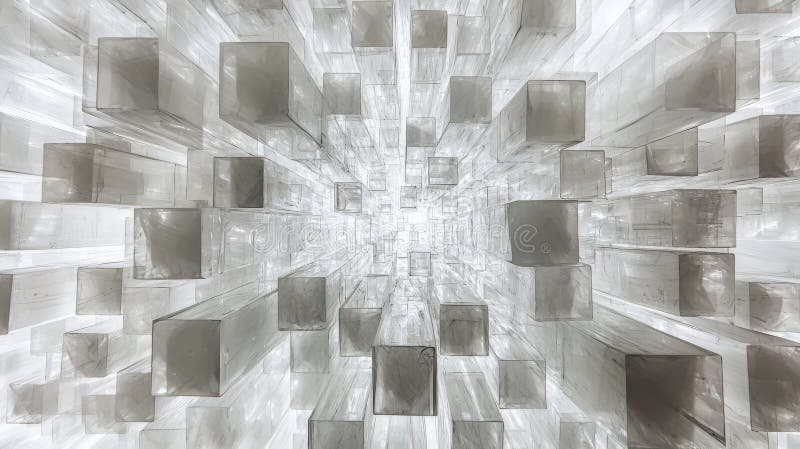 Aerial View of Modern Abstract Art Translucent Cubes Stacked in Endless ...