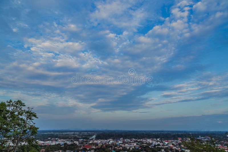 Aerial View of the Modern City at Wide Blue Sky and Cloud Stock Image ...