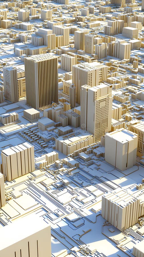 Aerial View of a Modern Cityscape Model. Stock Illustration ...