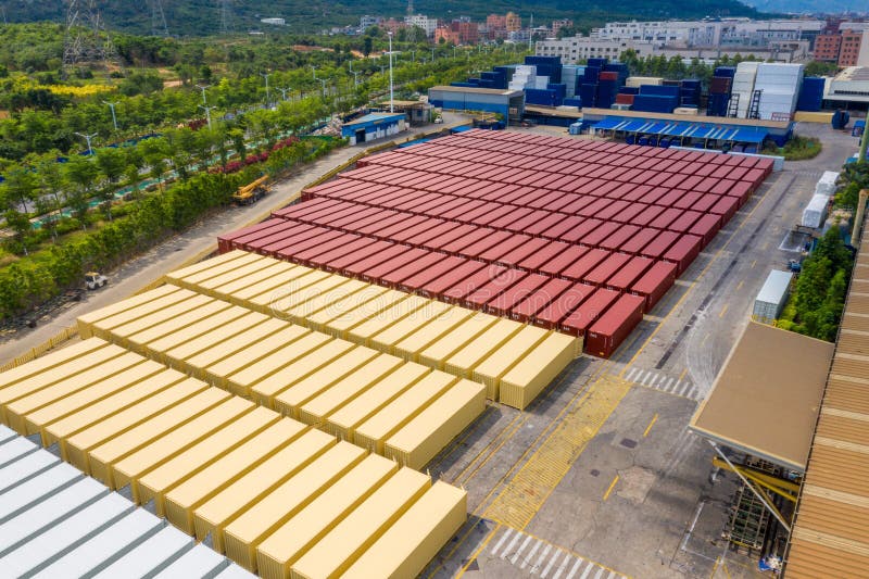 Aerial View of a Modern Container Terminal Factory Stock Image - Image ...