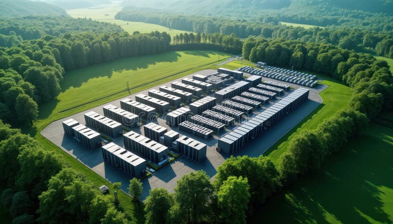 Aerial View of Modern Data Center Facility. Server Infrastructure ...