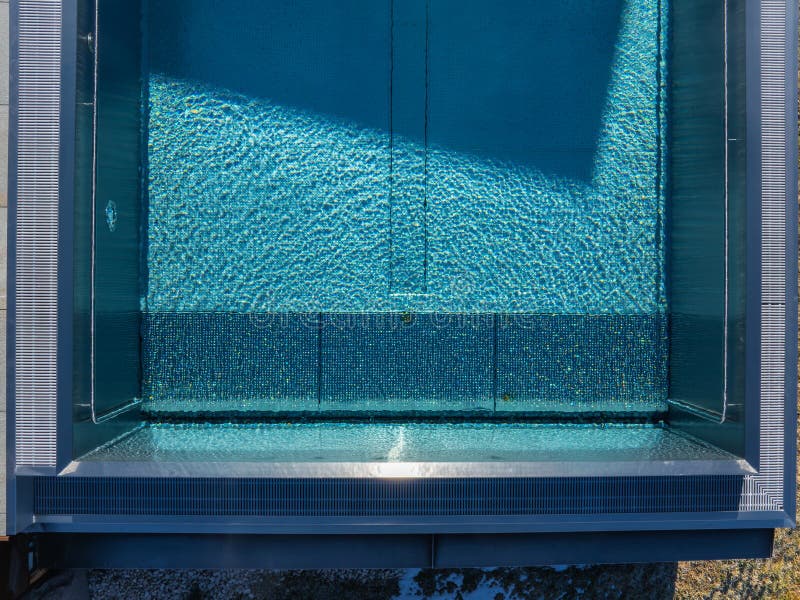 Aerial View of Modern Elevated Pool with Transparent Side Panel Stock ...