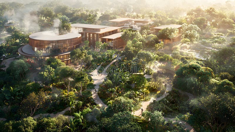 Lush Tropical Resort Architecture Modern Buildings Green Gardens ...