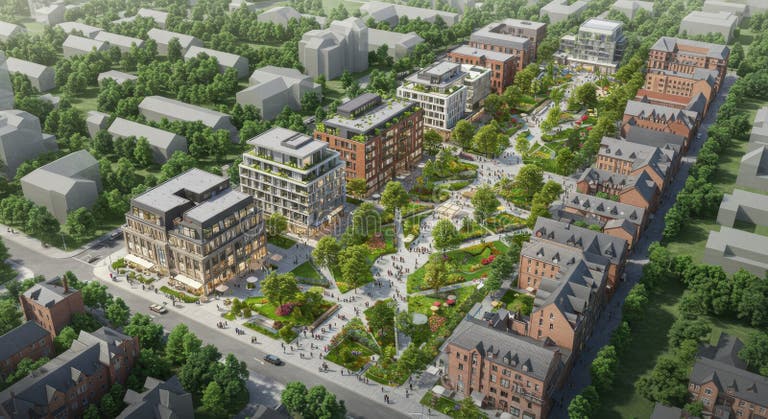 Aerial View of Modern Residential Community Development Stock ...