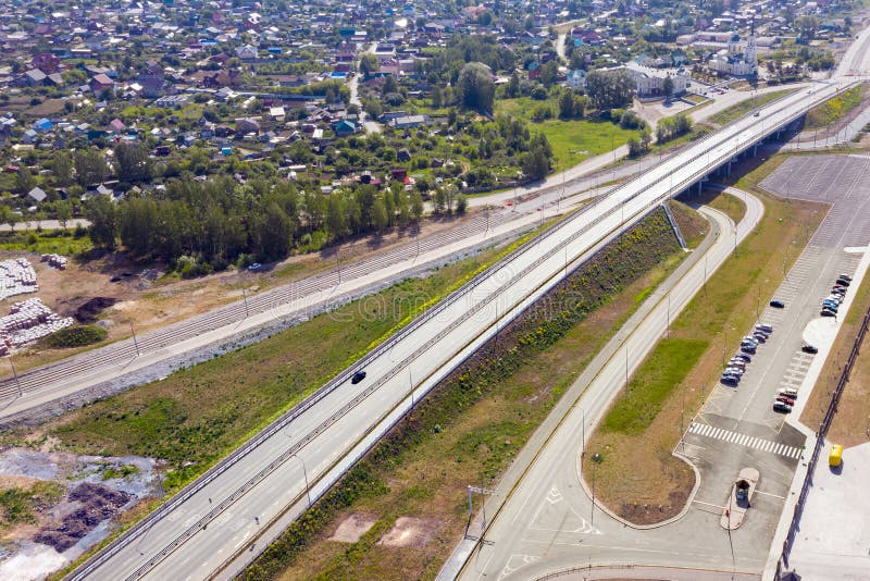Aerial View of Modern Road Junction Stock Image - Image of aerial ...