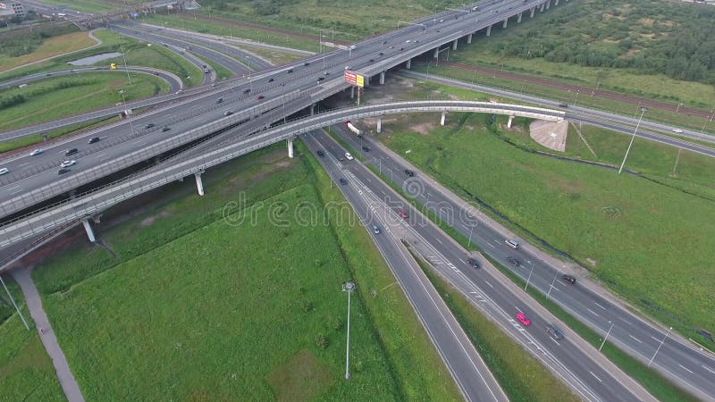 Aerial View on Modern Road Junction Stock Footage - Video of road ...