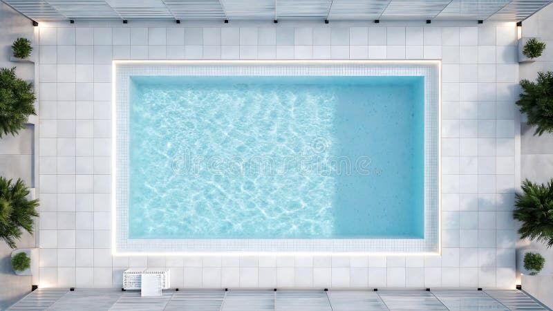 Aerial View of Modern Rooftop Pool and Deck Stock Illustration ...