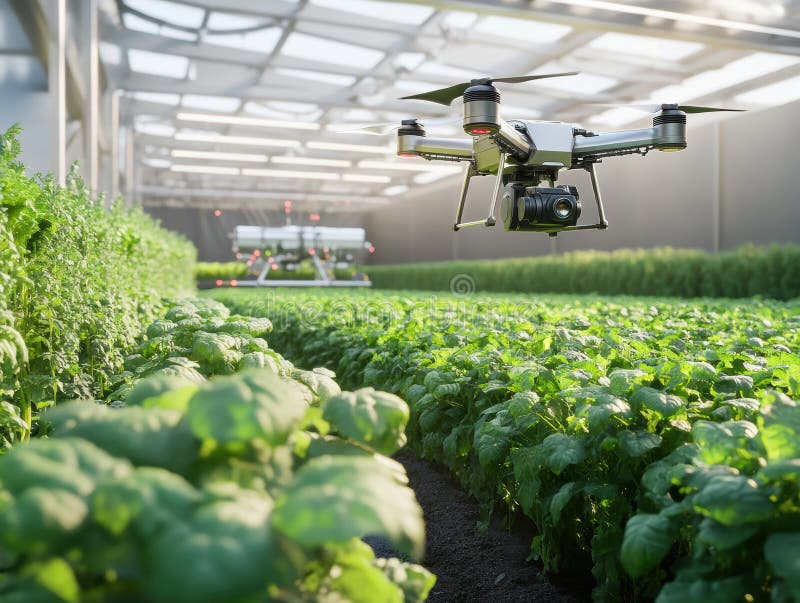 Aerial View of a Modern, Vertical Hydroponic Farming Facility with ...