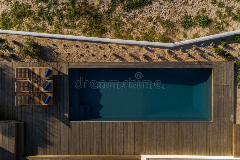 Aerial View of Modern Villa with Pool and Deck Stock Image - Image of ...