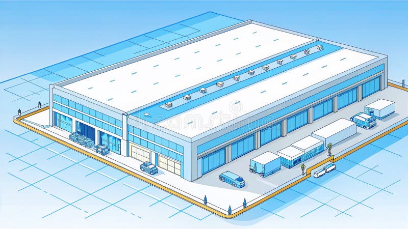 Aerial View of a Modern Warehouse and Cold Storage Facility a Flat ...